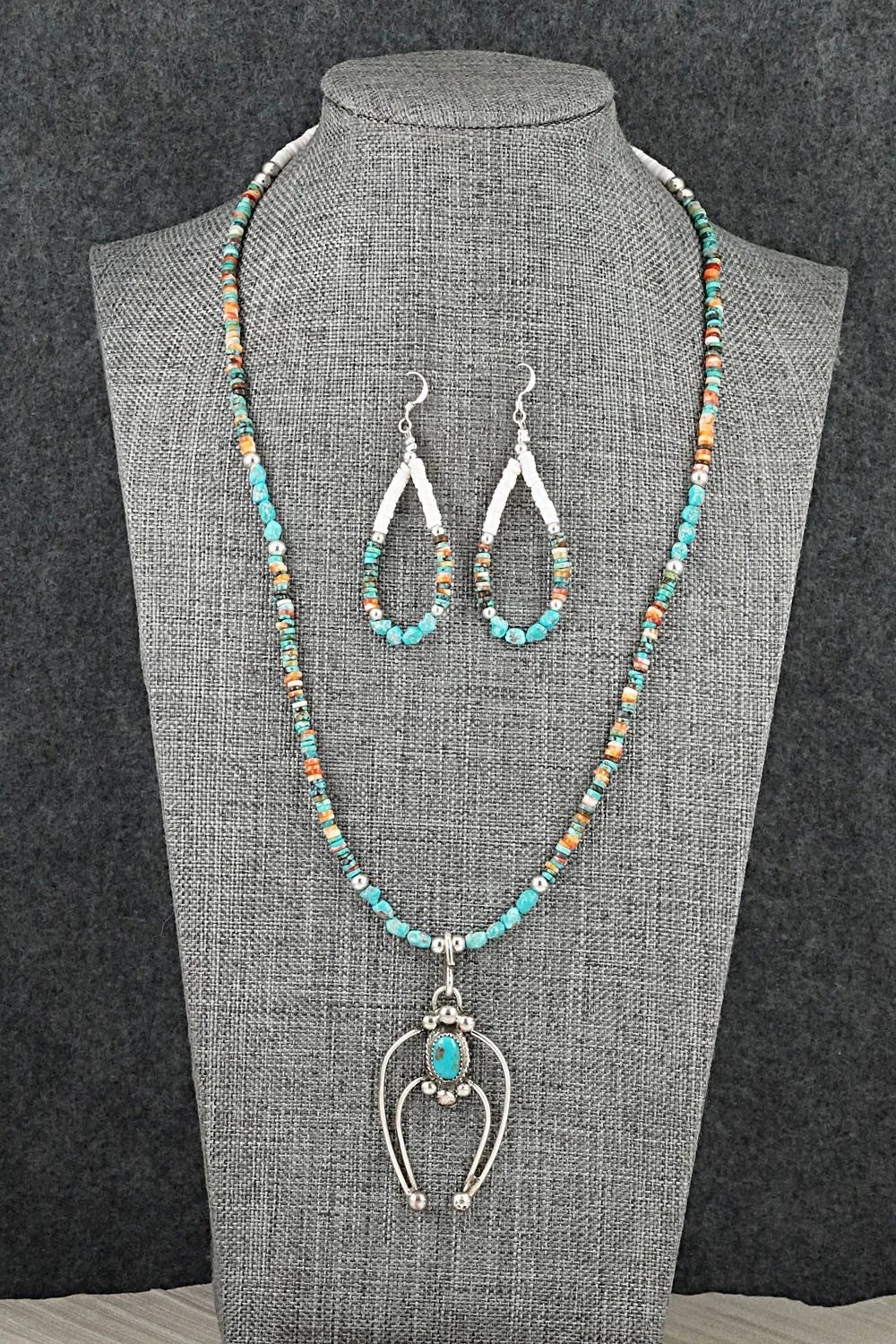 Spiny Oyster, Turquoise & Sterling Silver Necklace Set - Erika Brown ...