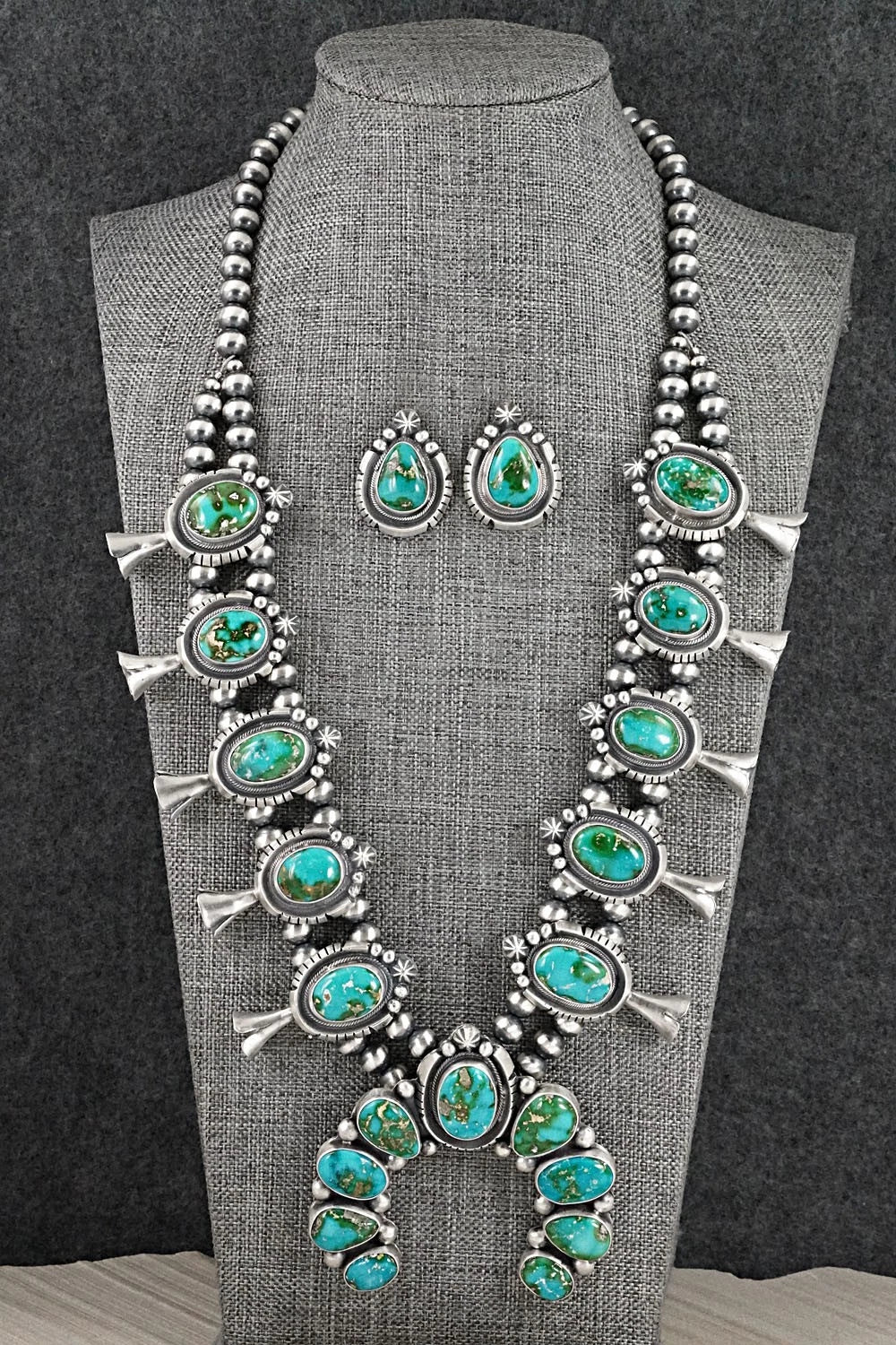 Turquoise & Sterling Silver Squash Blossom Set - Bob Becenti – High ...