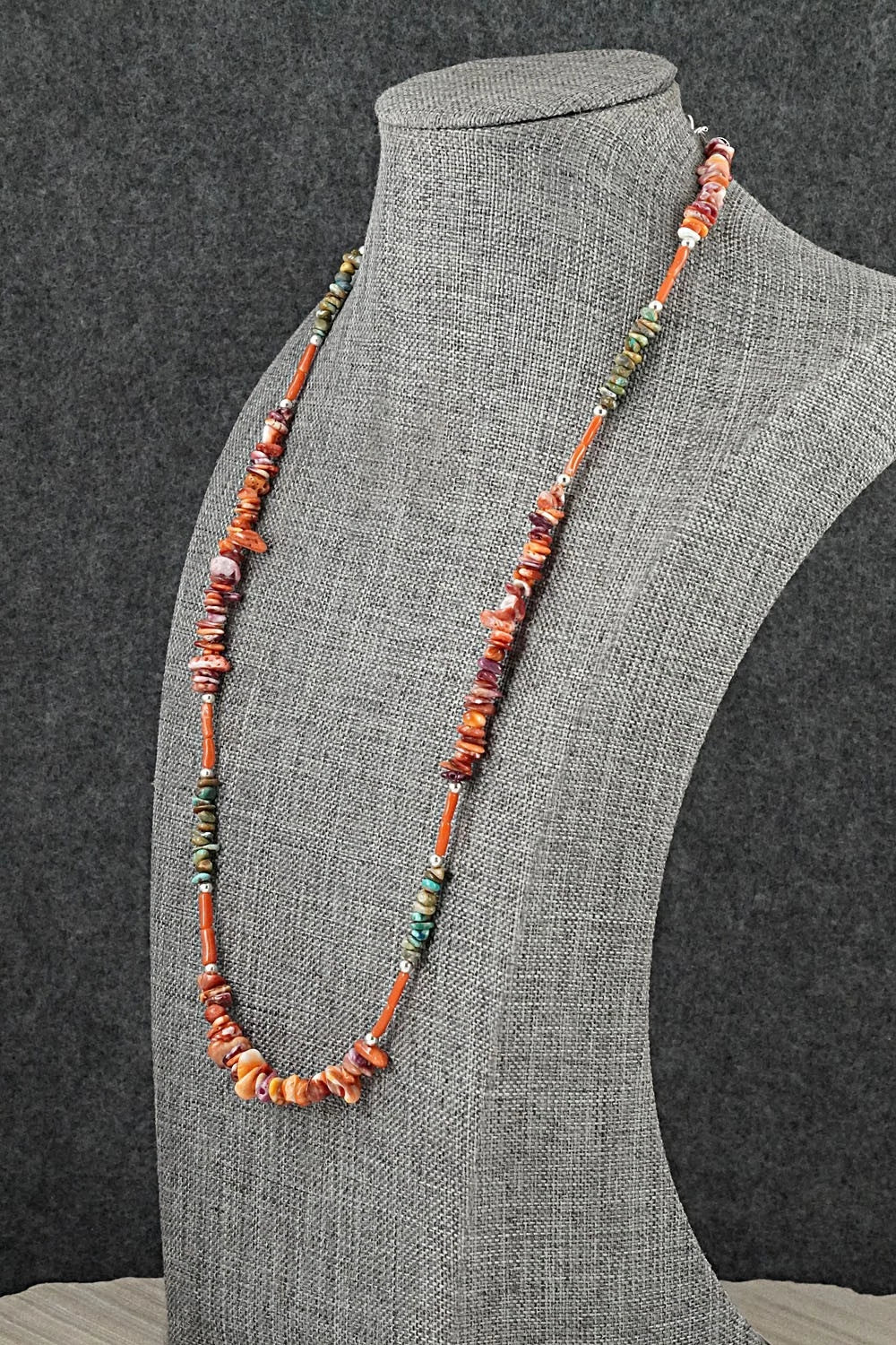 Spiny Oyster, Turquoise & Sterling Silver Necklace 22" - Erika Brown ...