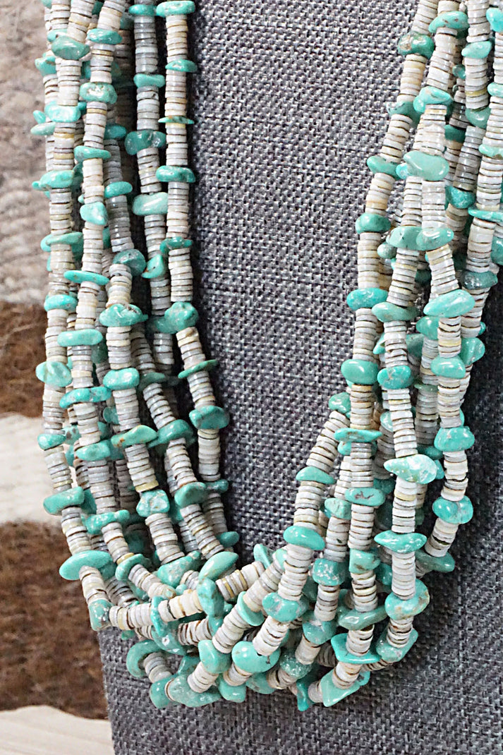Turquoise, Shell & Sterling Silver Necklace - Ramona Bird – High ...